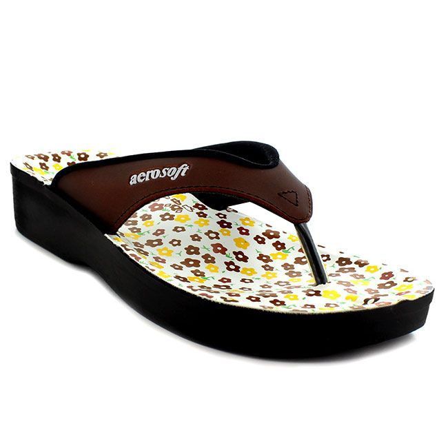 Aerosoft Flip Flops Sandals Spring Brown Soft Aerothotic Comfort Heel ...