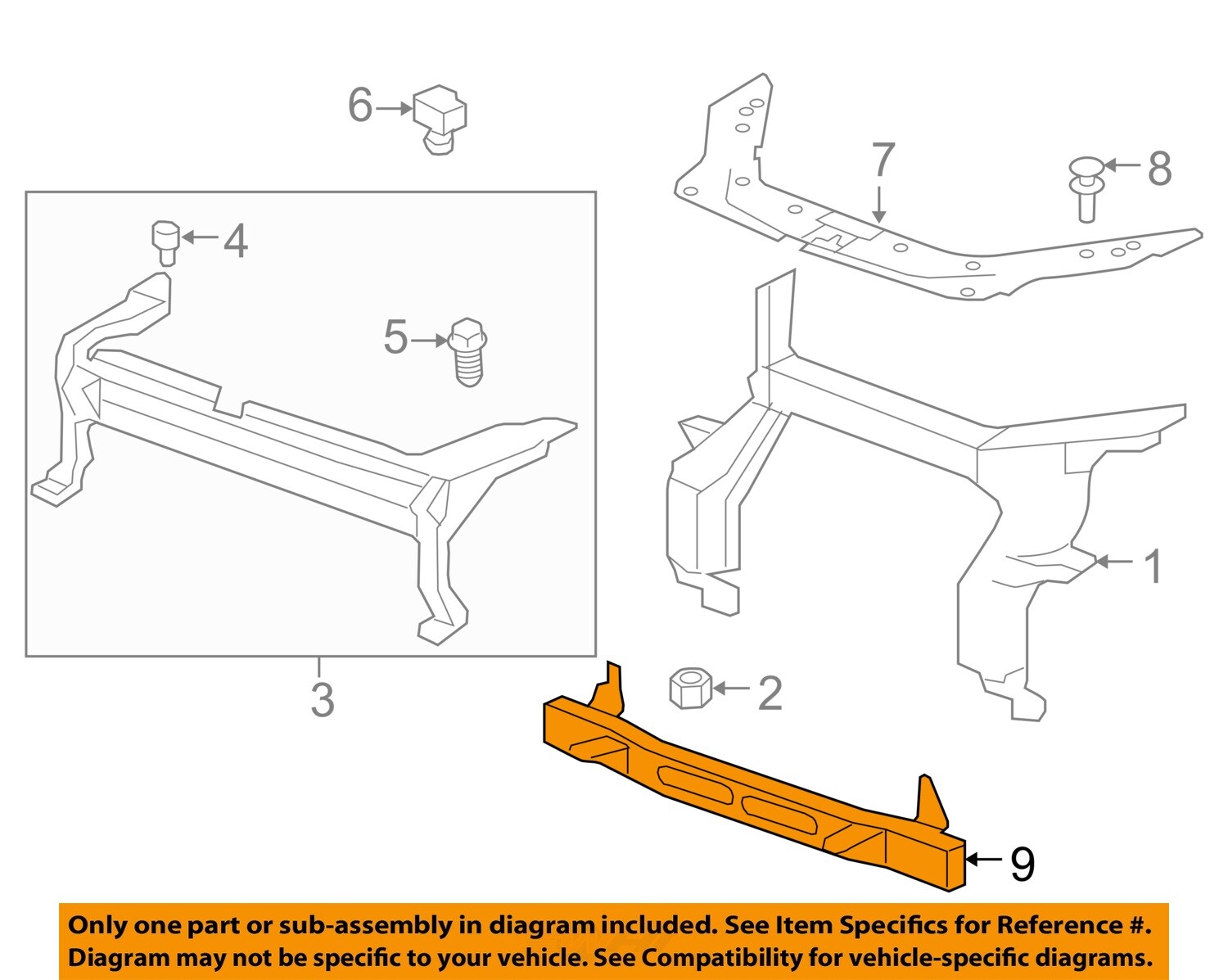GM OEM 07-17 Acadia Limited Radiator Support-Lower Tie Bar 25796740 | eBay