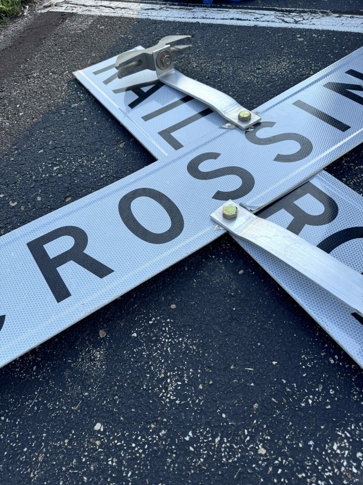 Railroad Crossing Sign 2 Sided Crossbuck Retired W Mounting Brackets ...