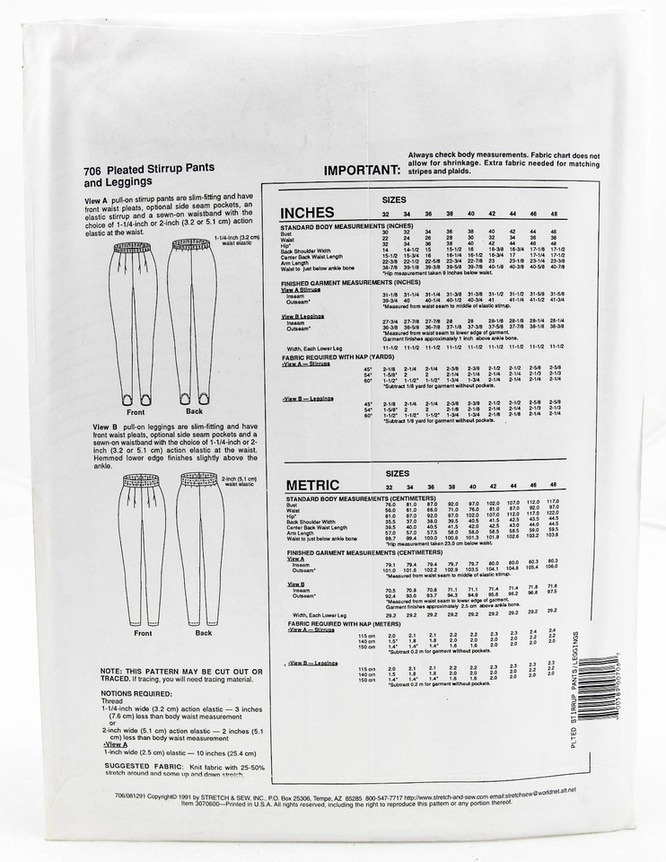 Ann Person Collectibles Stretch and Sew Pattern #706 - Pleated Stirrup ...