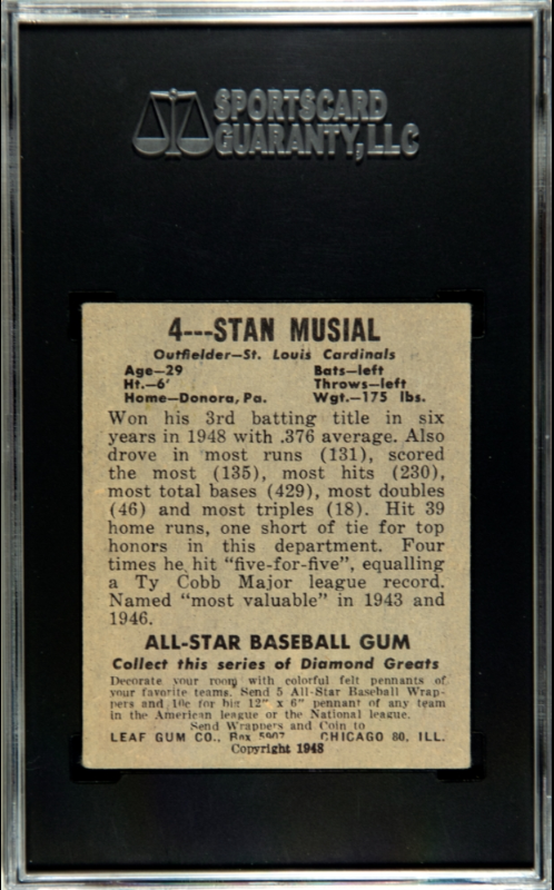 1948 Leaf Stan Musial RC # 4 SGC 5 | eBay