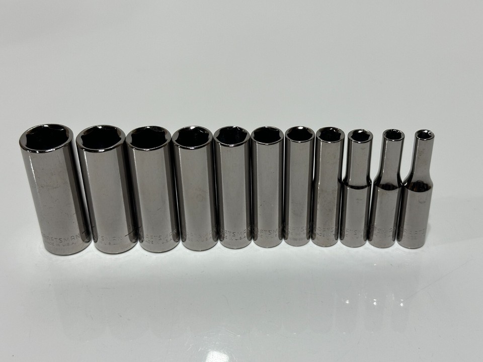 NEW Craftsman USA 11pc Metric 4mm-14mm Deep Socket Set - 1/4" Drive - 6 ...