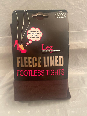 Leg Impressions Fleece Lined FootlessTights 1X/2X BROWN $24 | eBay