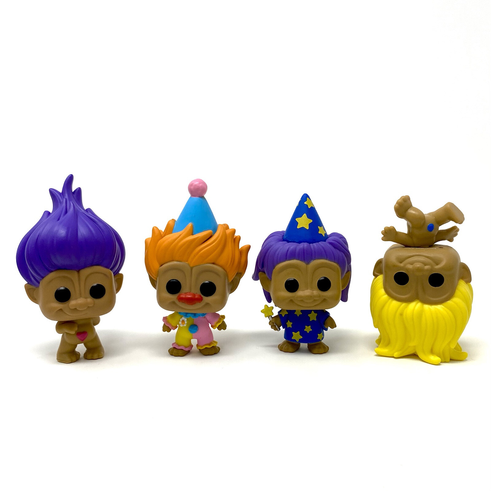 Funko Mystery Minis Trolls Lot Purple Heart Clown Wizard & Yellow Down ...
