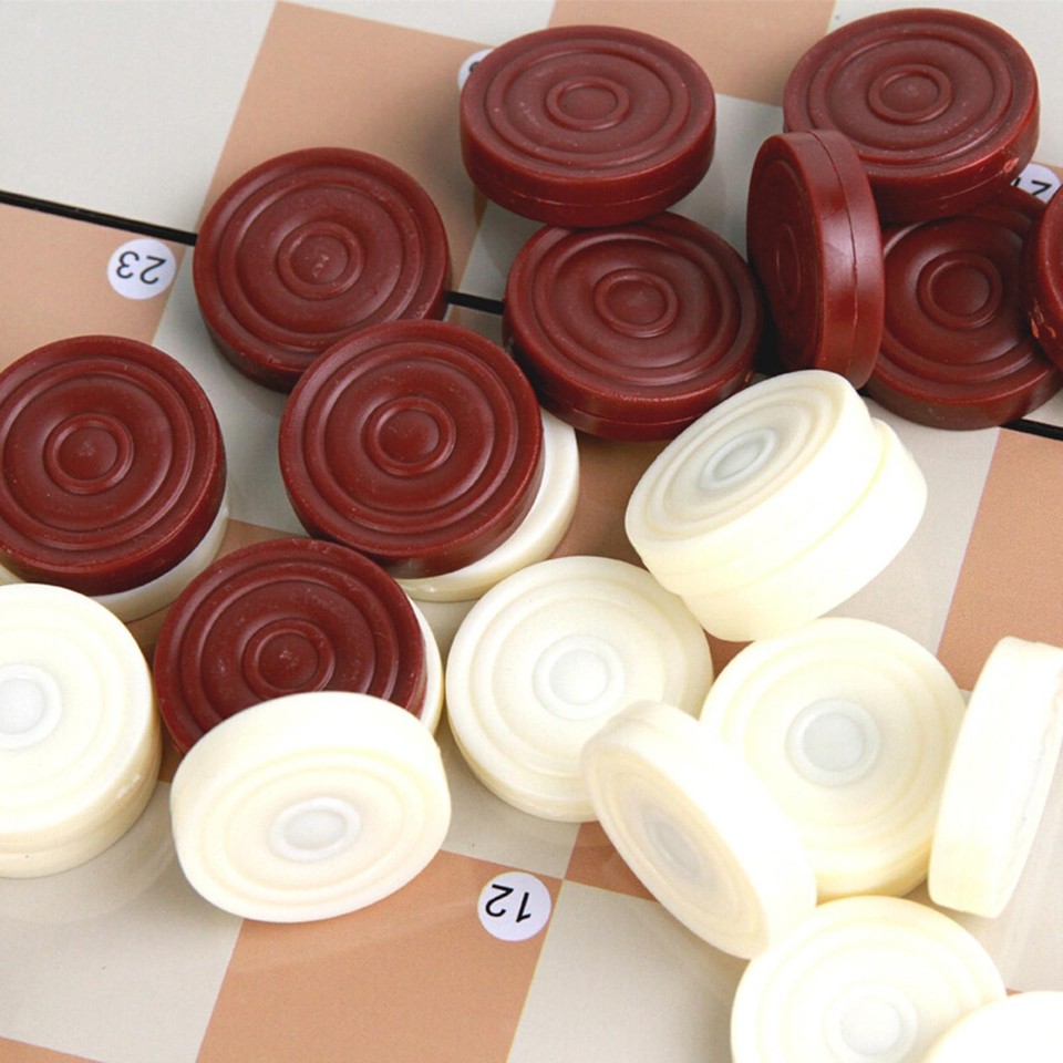 Checkers Board Game Set Foldable Travel Strategy Traditional Plastic ...