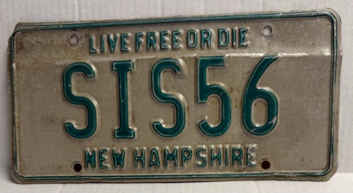 80’s New Hampshire NH Vanity License Plate SIS56 Live Free or Die ...