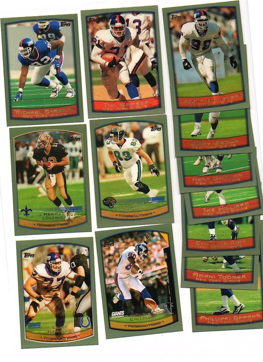 1999 Topps Football NEW YORK GIANTS Complete Team Set - SET BREAK - 13 ...