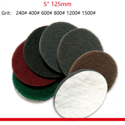 5" 125mm Scouring Pad Hook & Loop Abrasive Cleaning Pad 240-1500 Grit ...