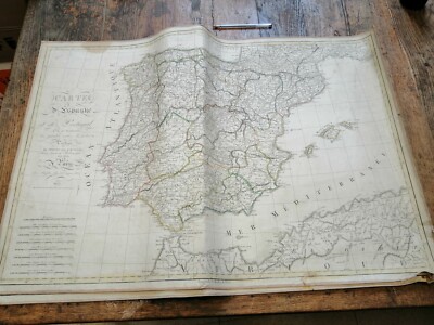 Map Of Spain And Portugal Showing The Major Postal Routes 1823 | eBay