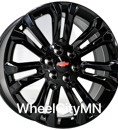 22" Gloss Black OE Replica 5666 Wheels fits 2024 Chevy Tahoe Silverado ...