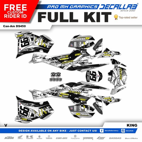 CAN AM DS 450 QUAD DURABLE Graphics Sticker Kit WHITE / CHROME ...