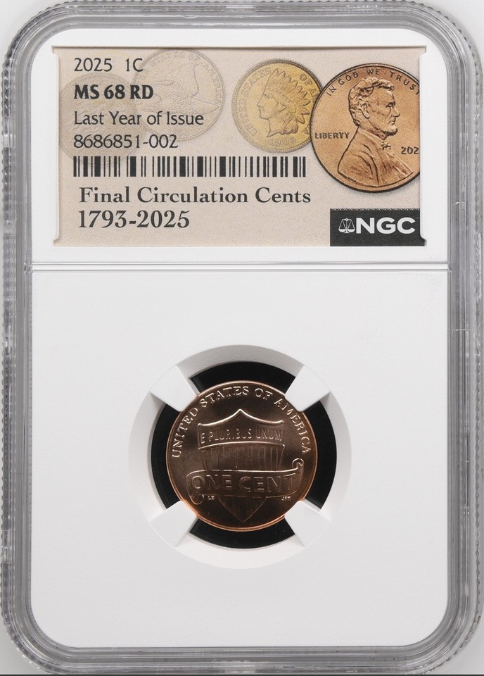2 Coin Set 2025 P & D Lincoln Cent 1C Penny NGC MS68 RD Final ...