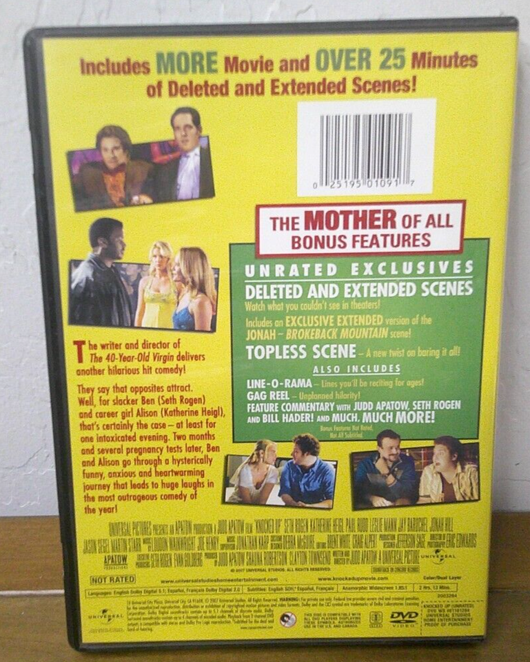 Knocked Up! ~DVD! ~Unrated and Unprotected! ~2007! ~Comedy ~Seth Rogen ...