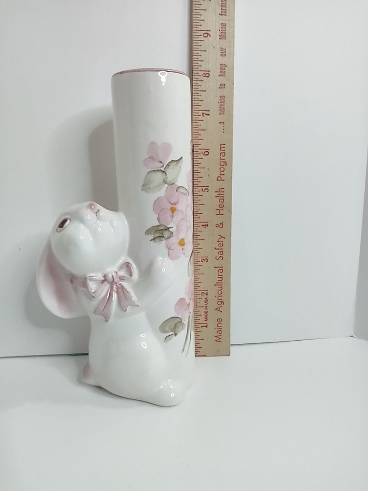 Vintage Ceramic Weiss Easter Bunny Rabbit Bud Vase 1987 Hand Painted ...
