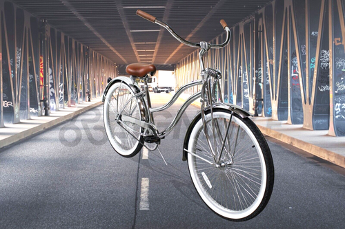 26" inch Chrome Frame Beach Cruiser Springer Fork Fenders Coaster Brake ...
