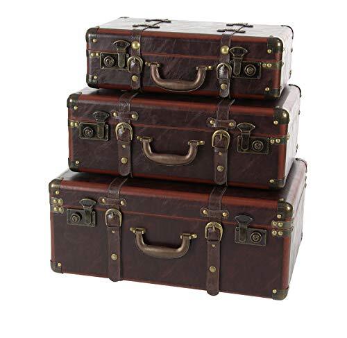 Faux Leather Trunk Nesting Upholstered Decorative Large Boxes with ...