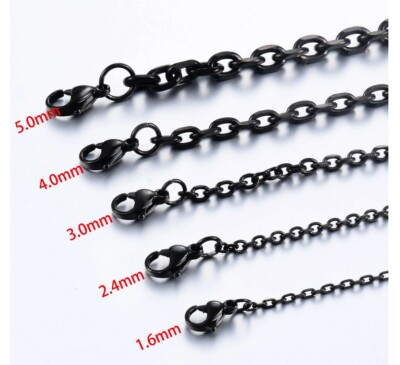 Black Stainless Steel 20 Inch 3mm Link Neck Chain Necklace | eBay Australia