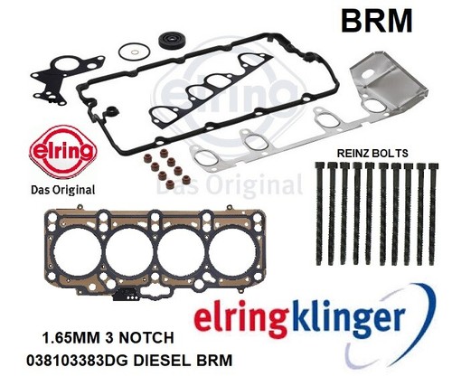 OE 3 NOTCH Cylinder Head Gasket Set With Bolts For VW TDI Diesel 1.9 ...