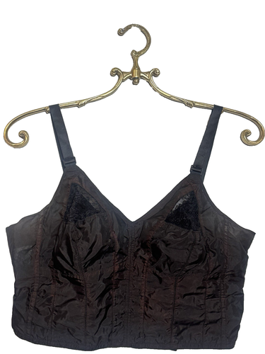 VINTAGE 1950s LONG LINE BLACK LACE BRA Maidenform 36B Bullet Grunge ...