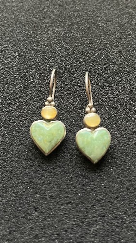 925 Heart Shaped Turquoise And MOP Dangle Earrings | eBay