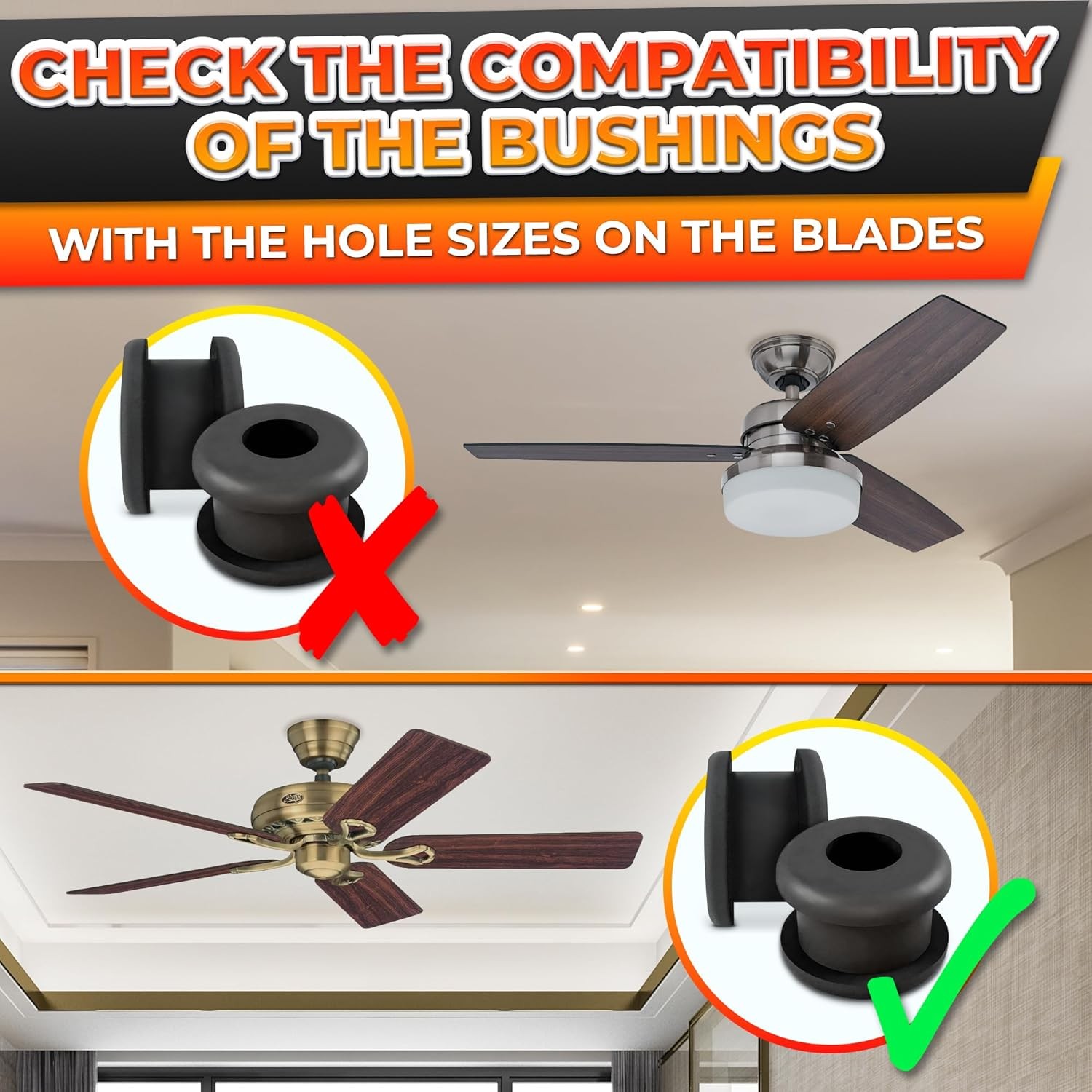 18 Pcs Rubber Grommet Kit for Hunter Ceiling Fan Parts - Grommets for ...