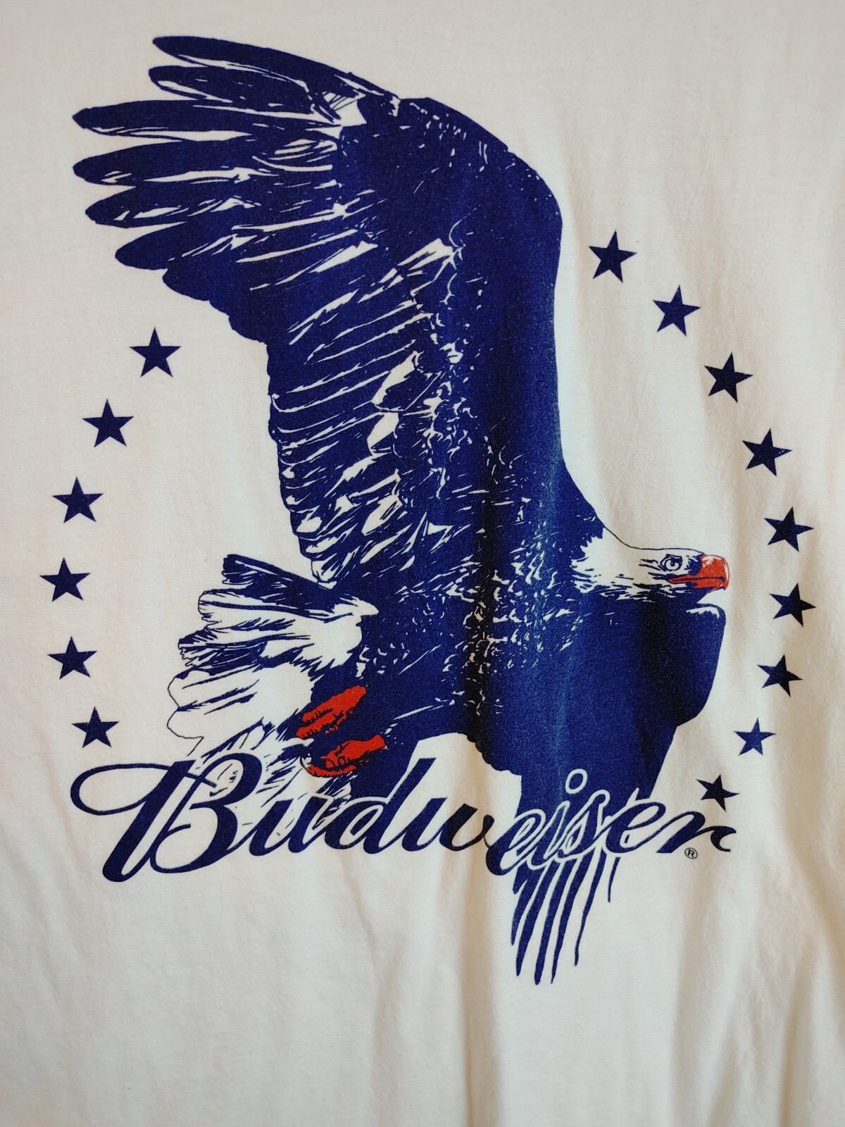 Budweiser Beer Eagle logo T-Shirt White Short Sleeve… - Gem
