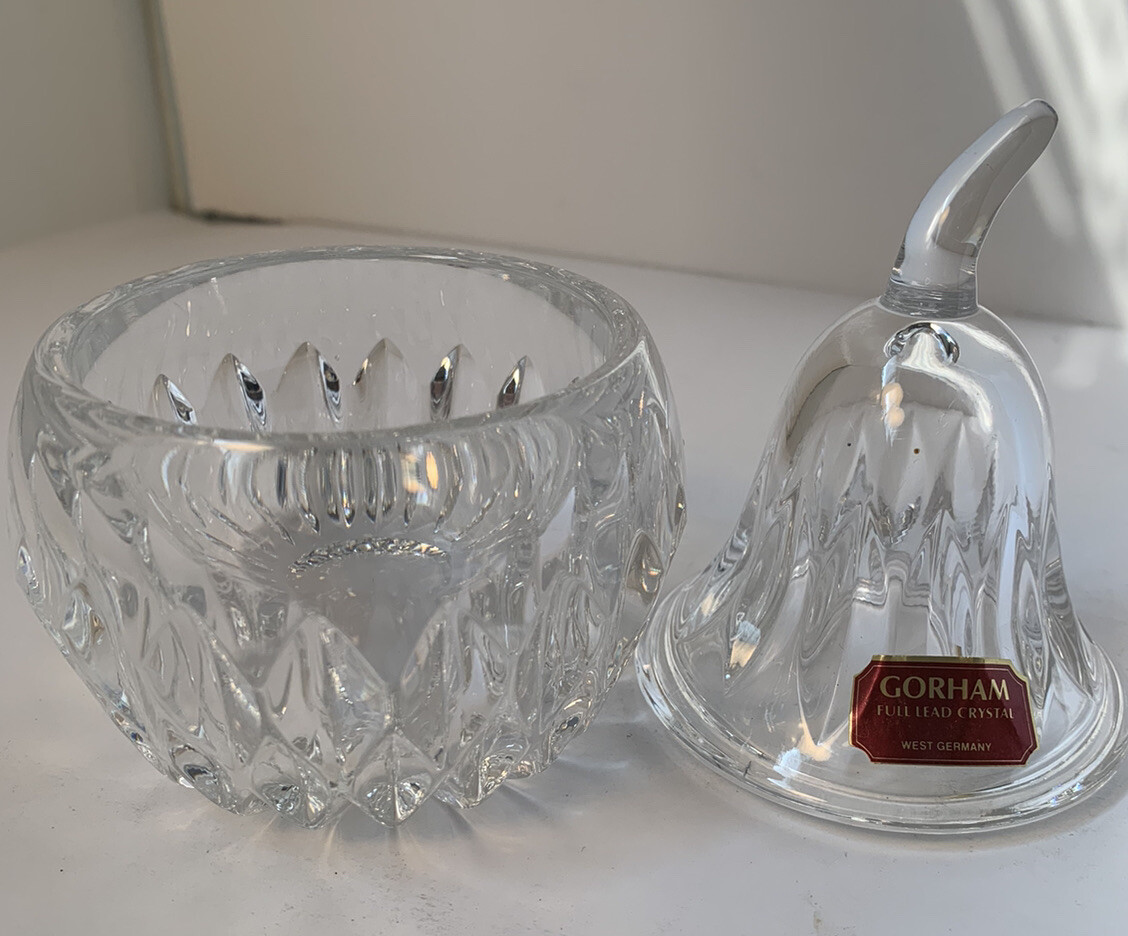 Genuine Vintage GORHAM Full-lead Crystal Diamond Cut PEAR Covered Dish ...