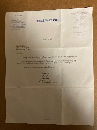 John McCain Boldly Signed 8.5x11 US Senate Autograph Request Letter ...