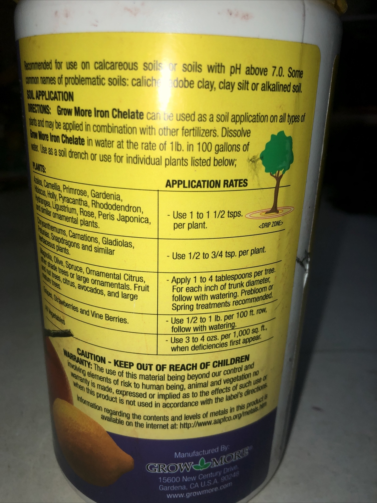Iron For Trees Grow More Eddha 6% Concentrate, 1lb - Shopic Iron Chelate