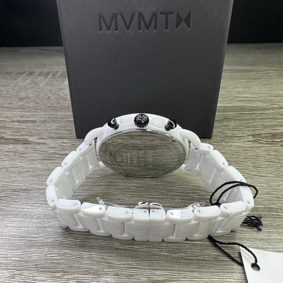 NEW WHITE CERAMIC MVMT Blacktop II 47mm Chronograph Date Watch 28000234 ...