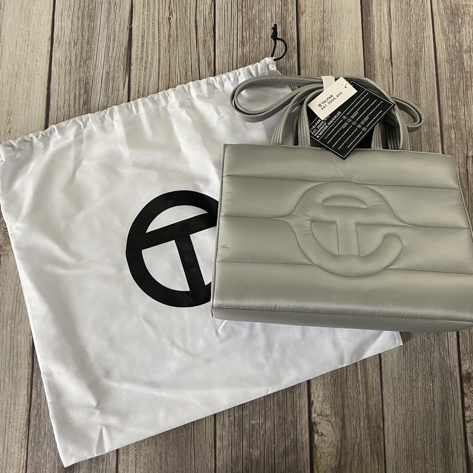 Telfar Medium Silver Puffer Shopper Bag for sale online | eBay