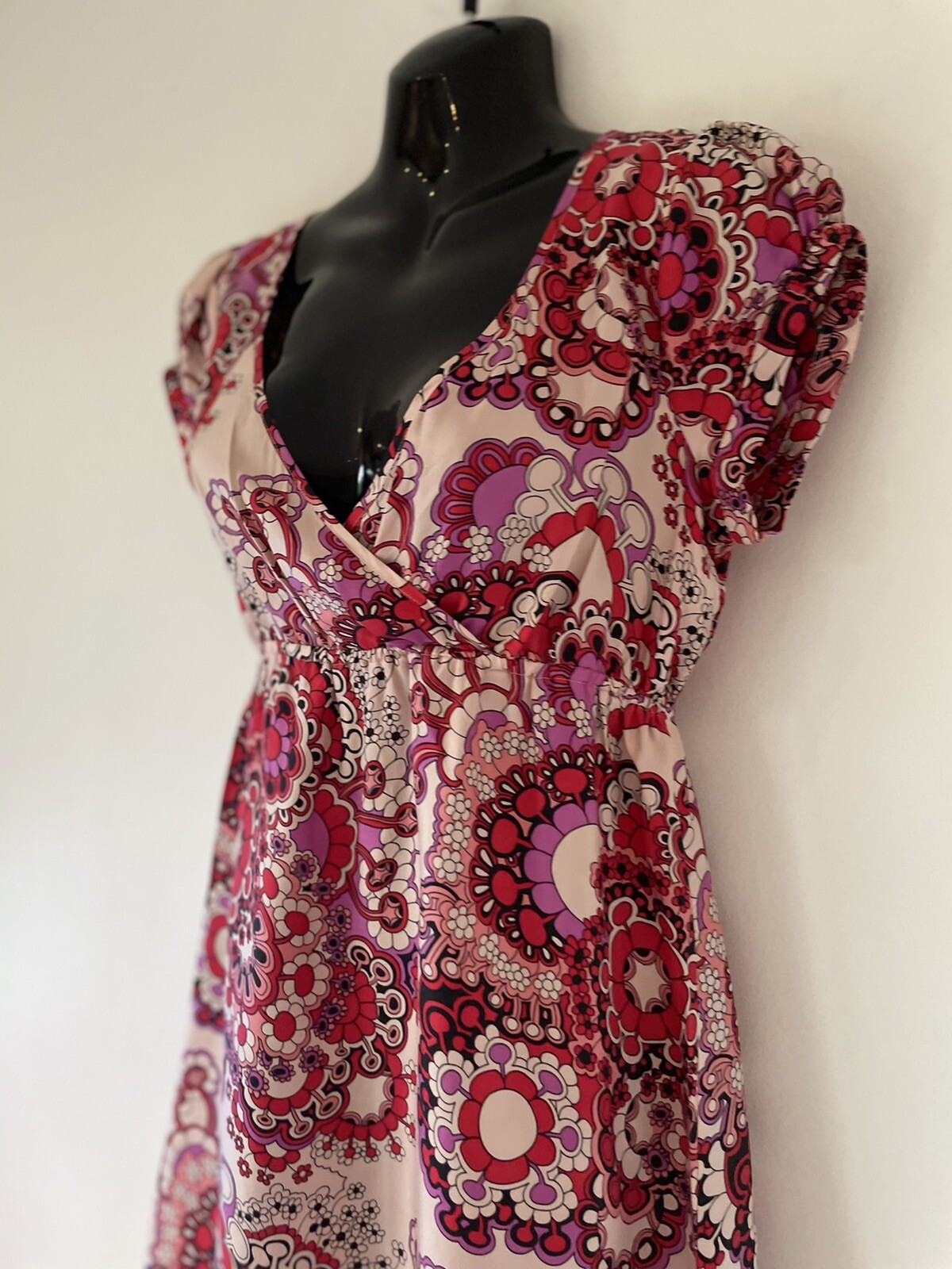WAREHOUSE PINK MIX MULTI FLORAL PURE SILK SUNDRESS SI… - Gem