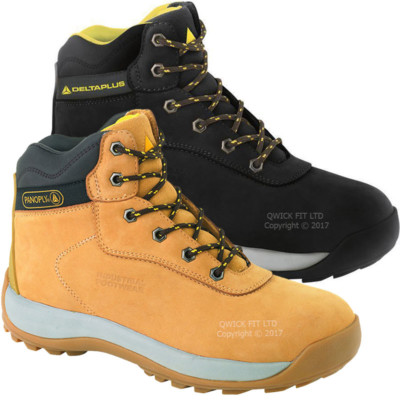 NEW MENS DELTA PLUS LEATHER HIKER BOOTS STEEL TOE CAP SAFETY WORK ...