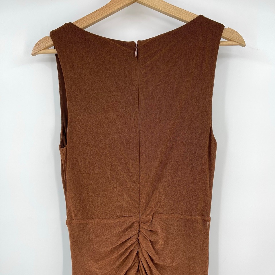 Lovers and Friends | Ellie Maxi Dress in Brown Ruffle Front Knit Boat ...