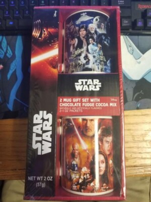 Star Wars 2 Mug Gift Set Disney with Chocolate expired Fudge Cocoa Mix ...