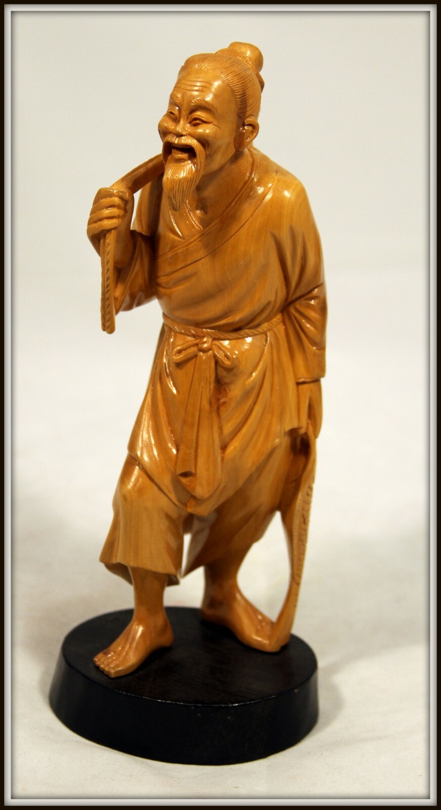 Incredible! "Hand Carved Wooden Sculpture of a "Chinese Wiseman" (9" H ...
