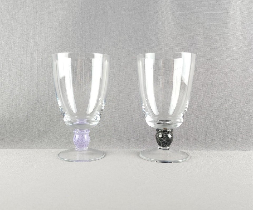 Crystal Wine Goblets Purple & Green Water Tea Drinking Glasses (Set of ...