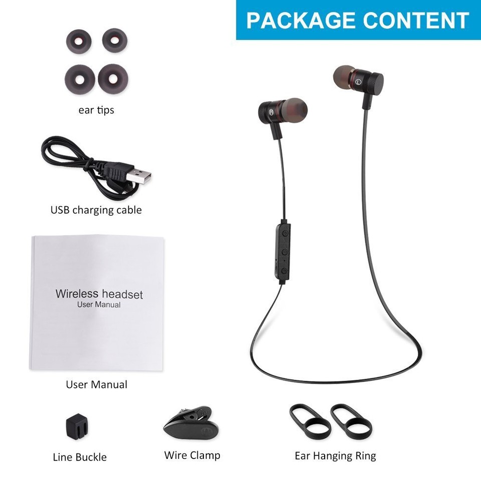 In-ear Wireless Sports Magnetic Earphones Built-in Mic Noise ...