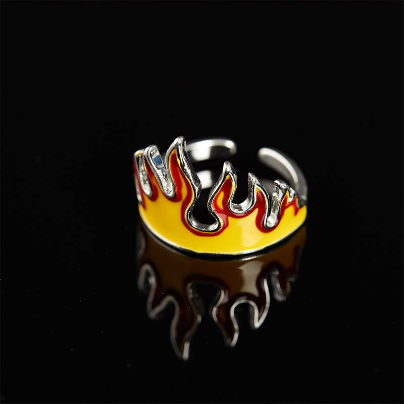 Goth Punk Flame Ring Women Men Girls Boys Hip Hop Flame Opening Party ...