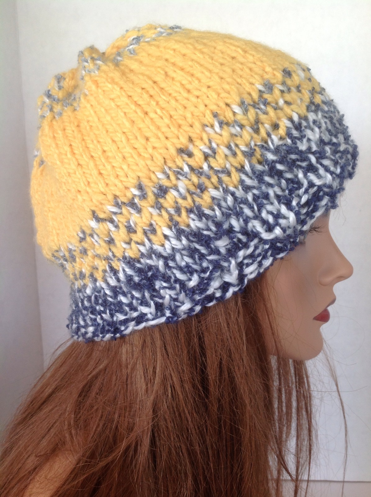 Hand Knit Beanie Slouch Hat Designer Fashion Sunshine Sunflowers Hip ...