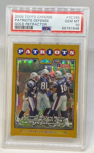 2008 Topps Chrome GOLD REFRACTOR Patriots TOM BRADY JERSEY #12/199 PSA ...