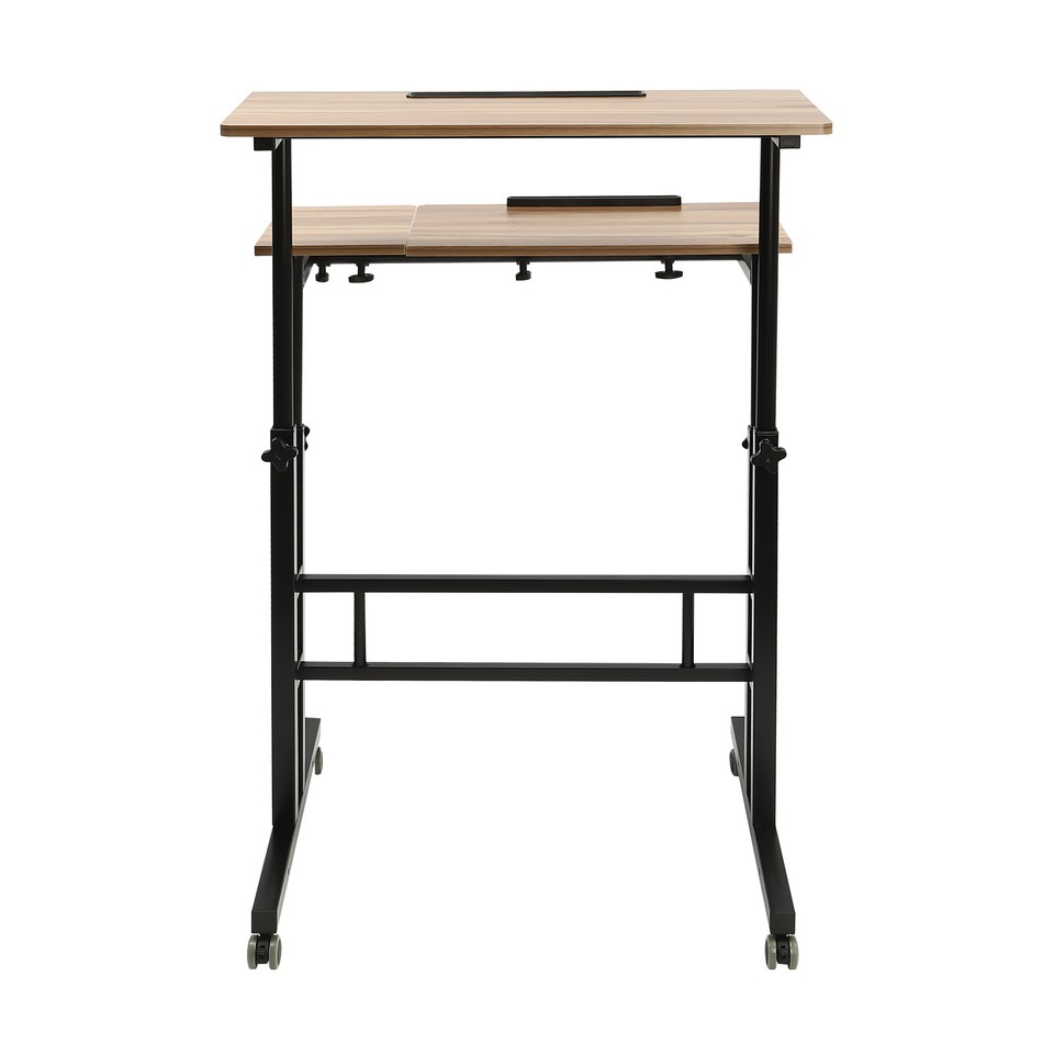 Rolling Laptop Desk Adjustable Height Computer Table Stand up Office ...