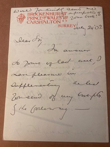 HAROLD NELSON BOOKPLATE LETTER An original vintage four page autograph ...