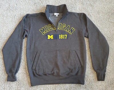 Champion Michigan Wolverines Mens Gray 1/4 Zip NCAA College Pullover ...