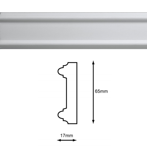 Sample - Lightweight Styrene Plastic Dado Rail Plain White 65mm for ...