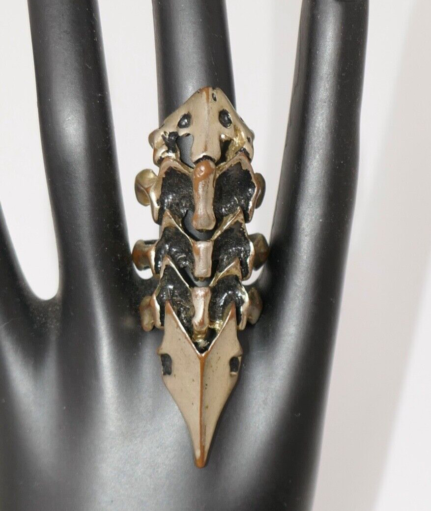 Gothic Knuckle Armor Claw Spine Vertebrae Long Ring S… - Gem