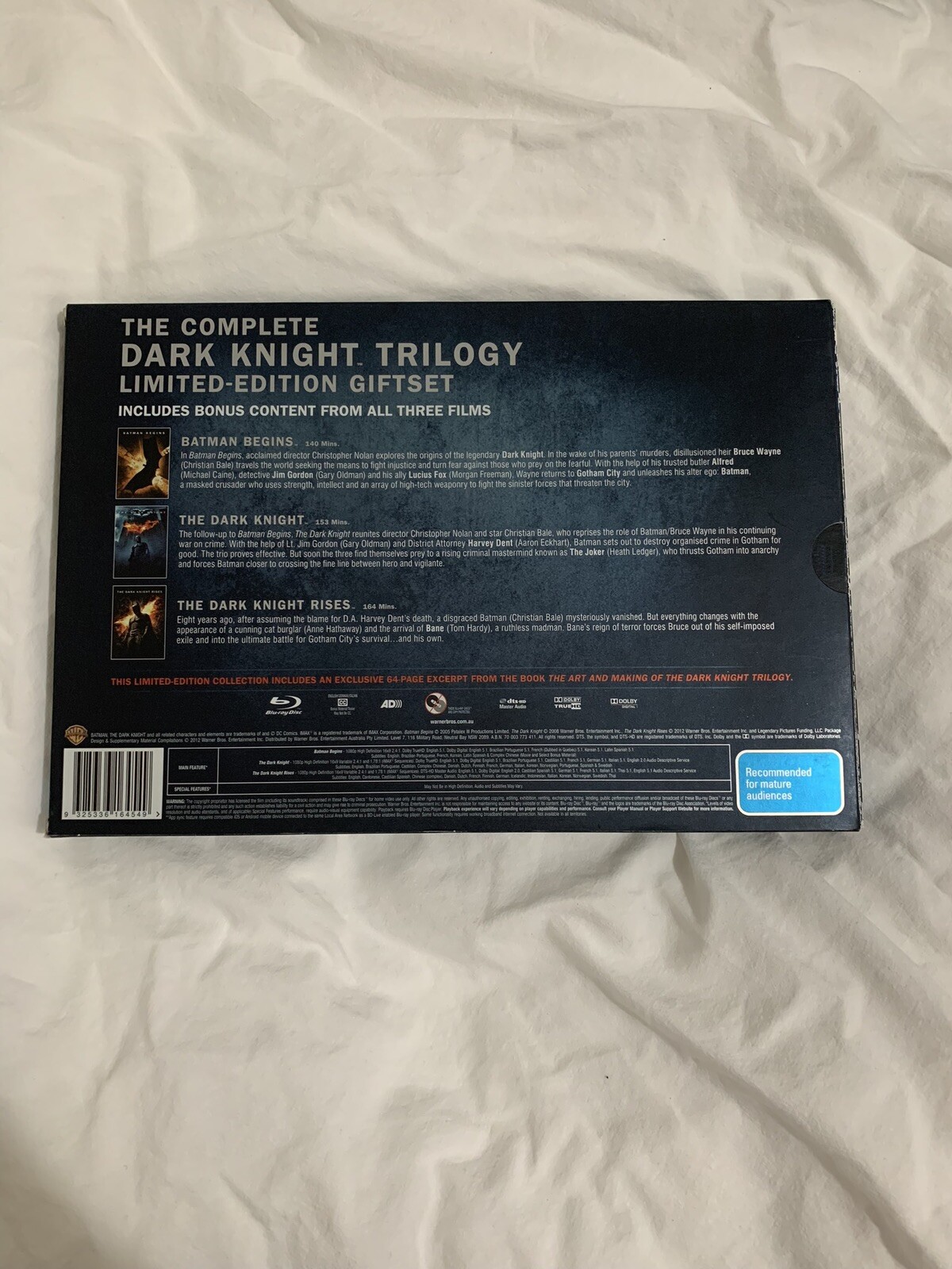 The Dark Knight Trilogy (Box Set, Blu-ray, 2012) Gift Set 9325336164549 ...