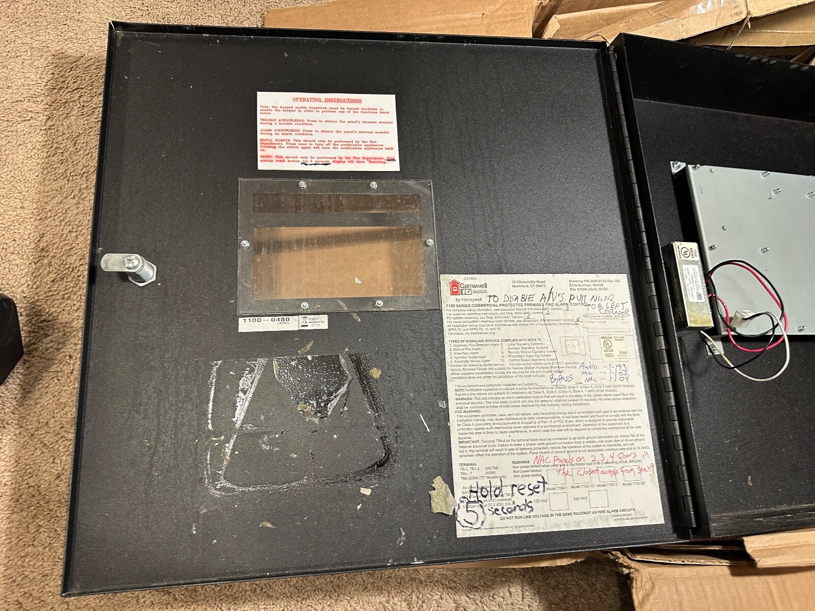 Gamewell-FCI 7100 Fire Alarm Control Panel Cabinet | eBay