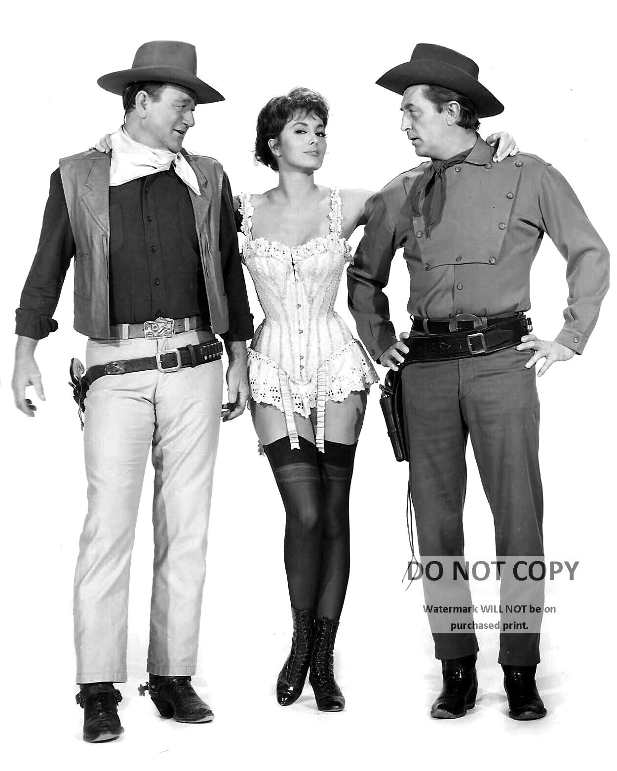 JOHN WAYNE, CHARLENE HOLT AND ROBERT MITCHUM IN "EL DORADO" 8X10 PHOTO ...