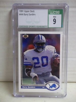 1991 Upper Deck Barry Sanders CSG Mint 9 Card #444 Detroit Lions NFL ...